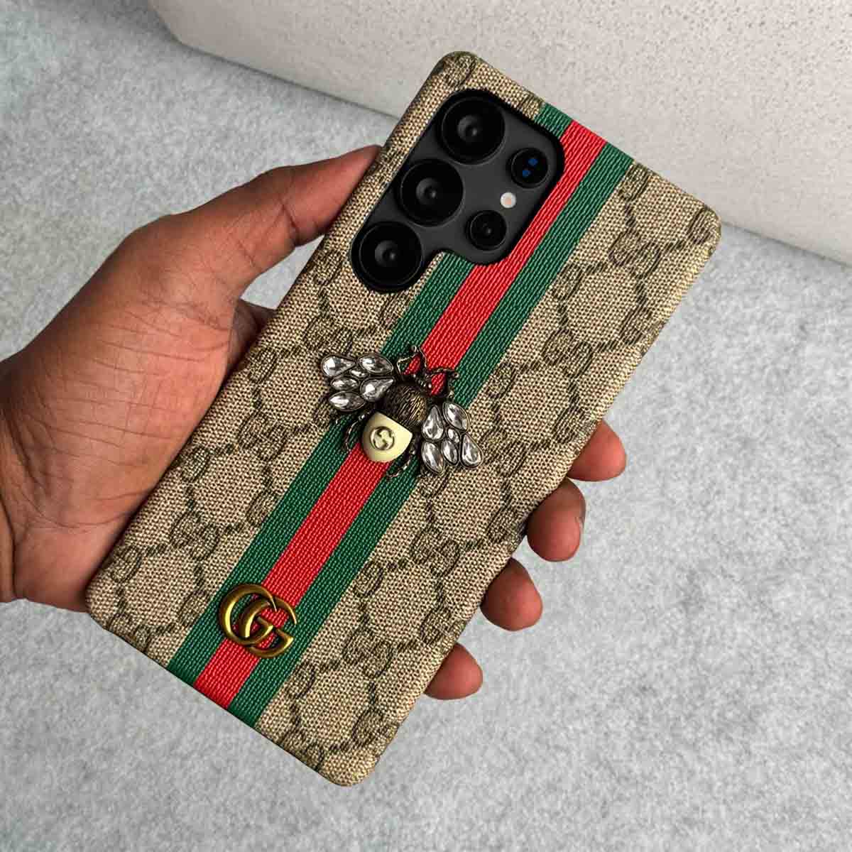 Samsung Galaxy S25 Ultra Leather Case – Luxury Gucci 3D Bee Design Cov ...